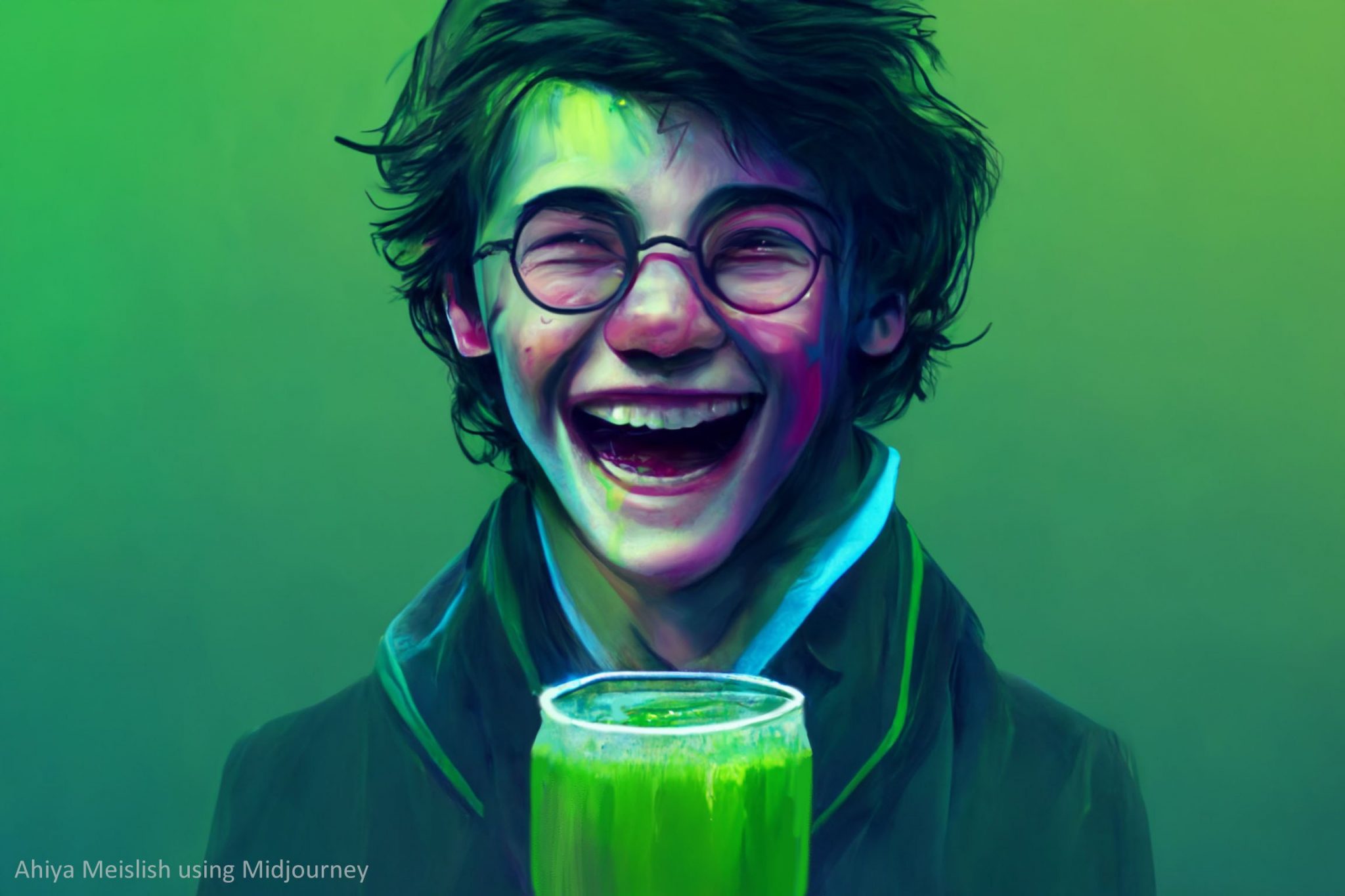 young_Harry_Potter_laughing_a_neon_green_juice_spilled_over_phsh3-003 ...